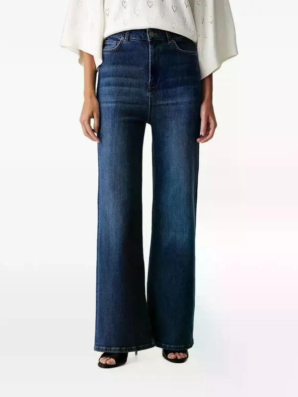 TWINSET Faded-effect Wide-leg Jeans