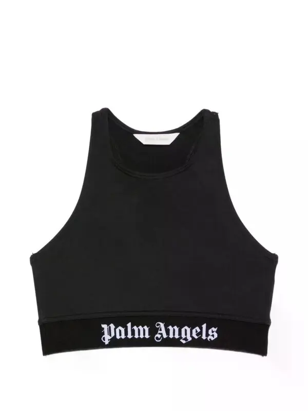 Palm Angels Logo-underband Racerback Sports Top - Black