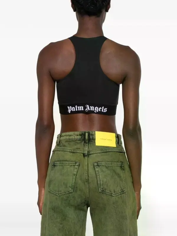 Palm Angels Logo-underband Racerback Sports Top - Black