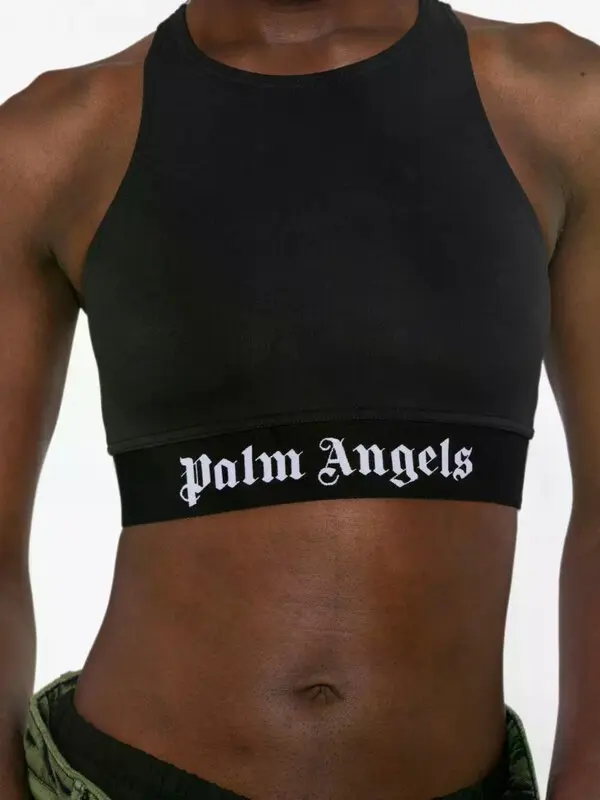 Palm Angels Logo-underband Racerback Sports Top - Black