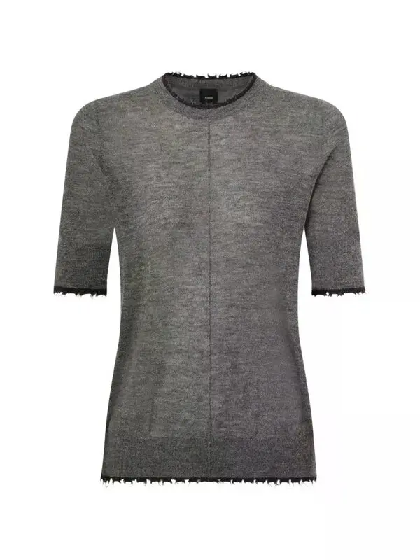 Pinko Short-sleeved T-shirt With Frayed Edges - Grey