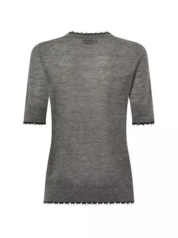 Pinko Short-sleeved T-shirt With Frayed Edges - Grey
