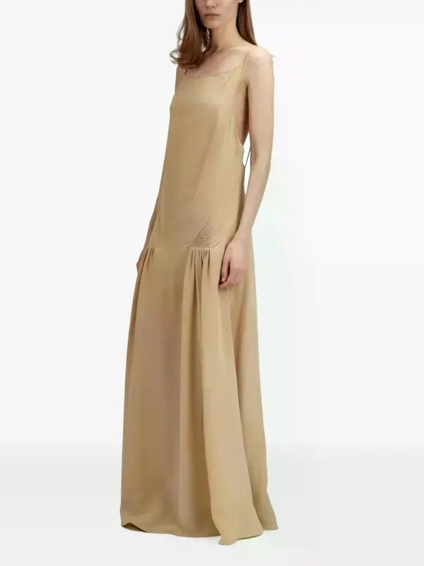 THE ARKOW Vera Pleated Silk Maxi Dress