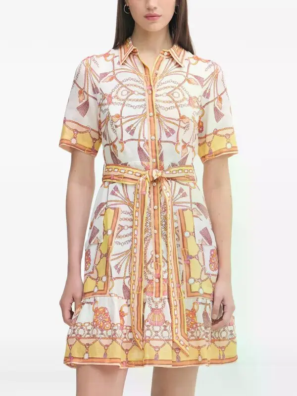 Hale Bob Aula Belted Chain-print Mini Dress