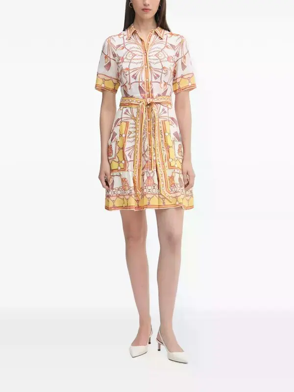 Hale Bob Aula Belted Chain-print Mini Dress