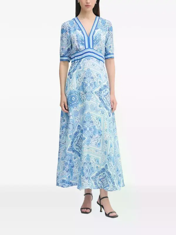 Hale Bob Ginevra Tile-print V-neck Maxi Dress