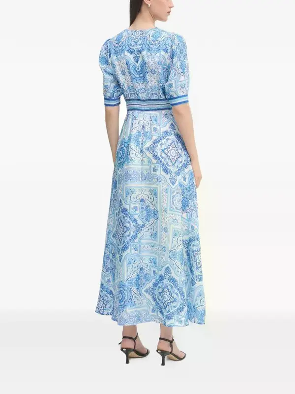 Hale Bob Ginevra Tile-print V-neck Maxi Dress