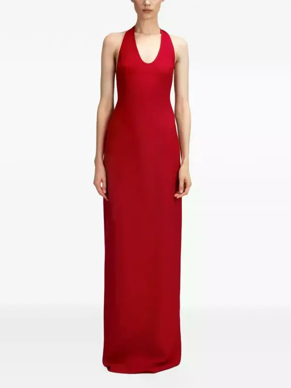 THE ARKOW Cara Halterneck Maxi Dress - Red