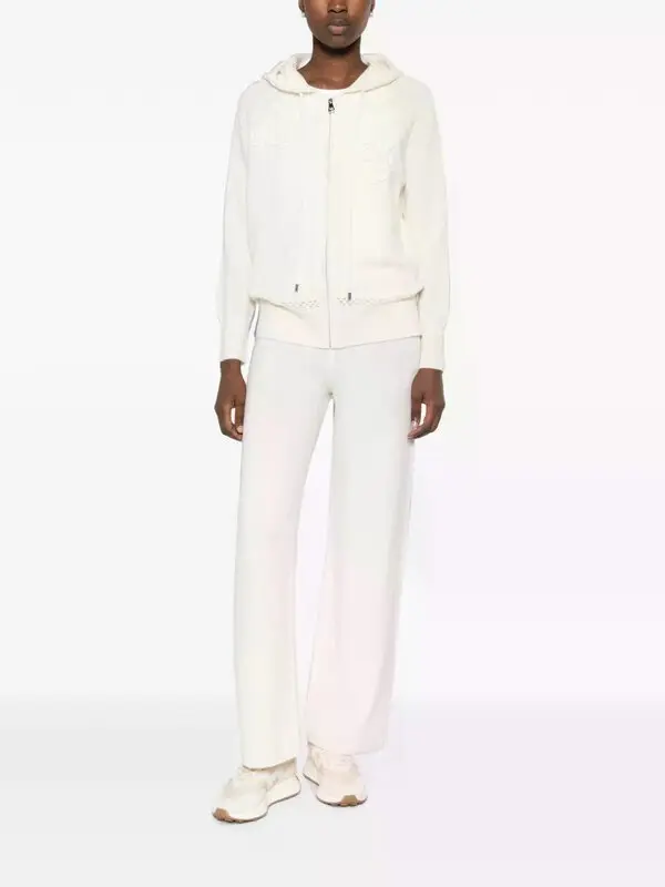 ERMANNO FIRENZE Open-knit Floral Embroidered Hoodie