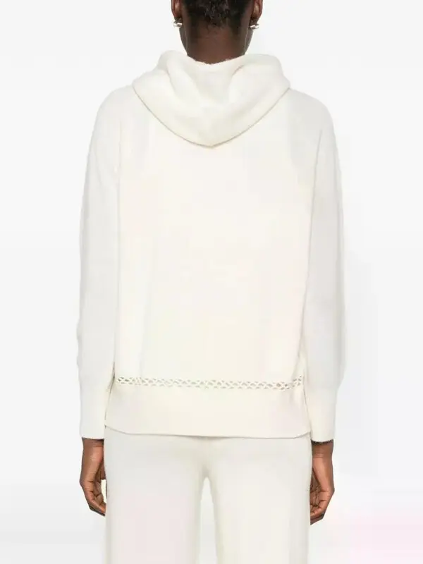 ERMANNO FIRENZE Open-knit Floral Embroidered Hoodie