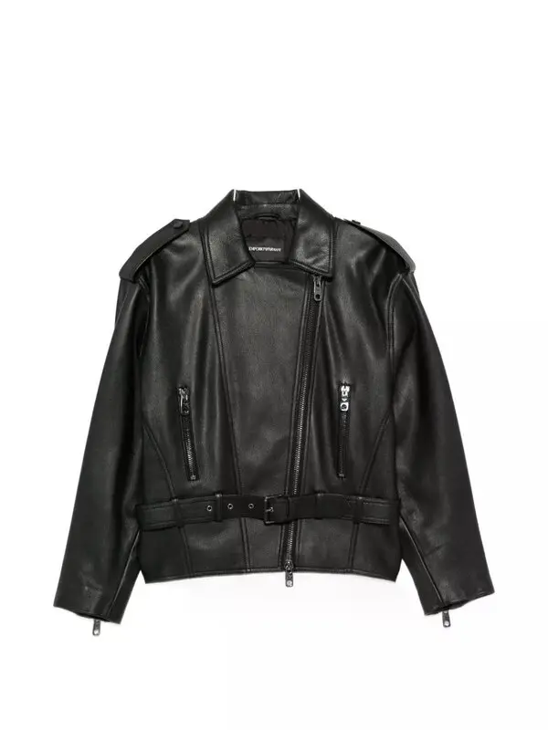 Emporio Armani Belted Leather Jacket