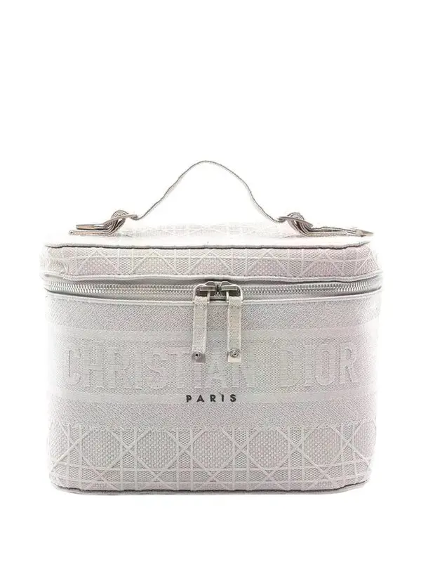 Dior 2020-2026 Canvas Cannage Diortravel Case Vanity Bag - Grey