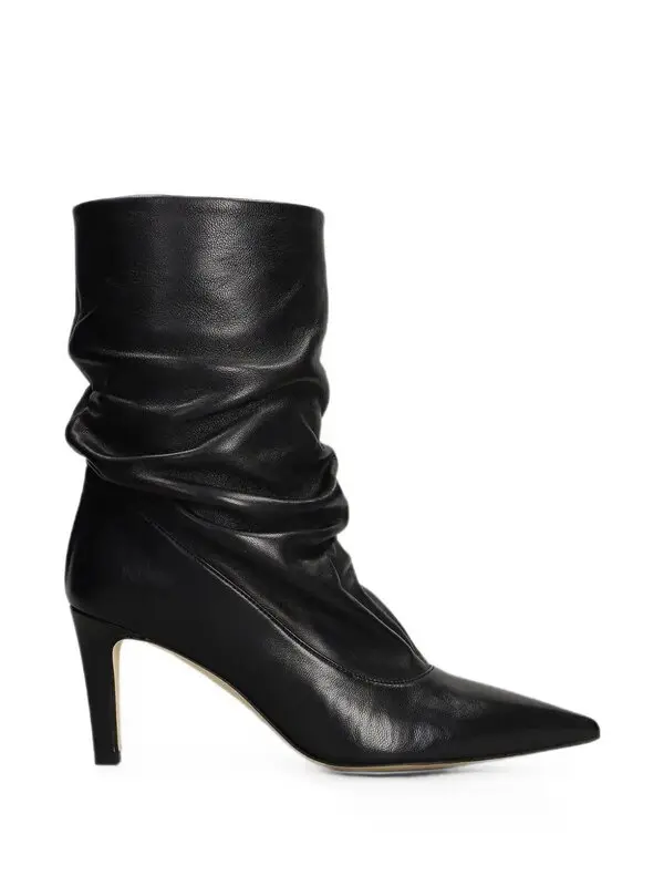 THE SELLER Ruched Pointed-toe Leather Boots