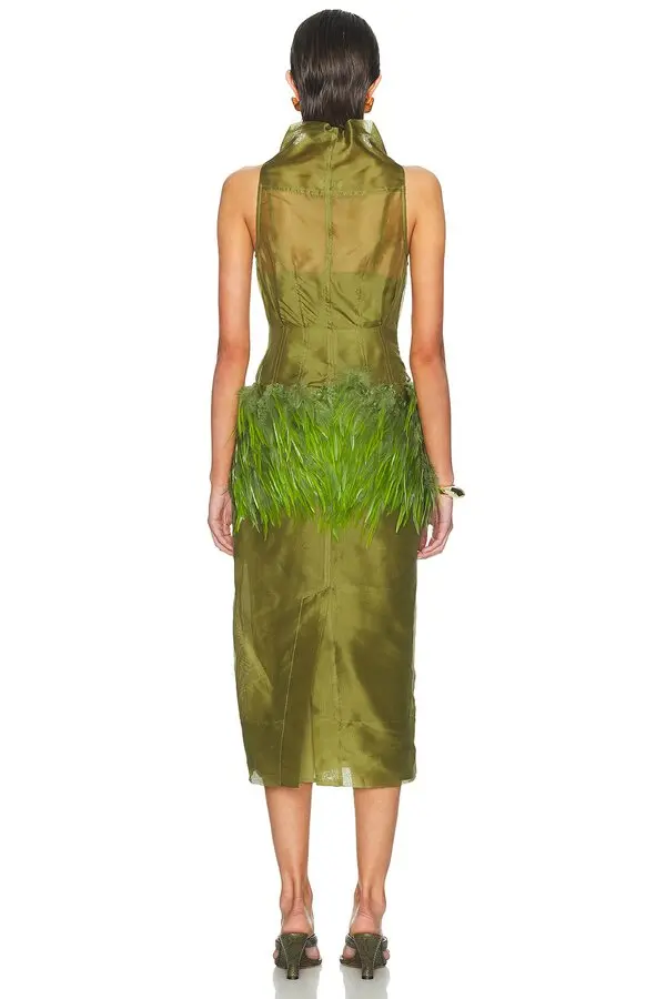 Staud Bisou Silk Dress In Green