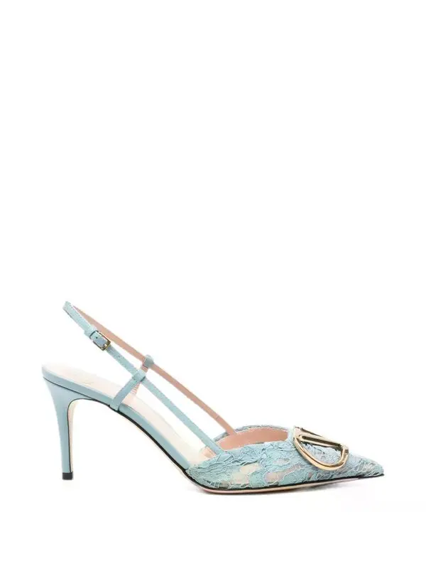 Valentino Garavani Lace Panel Slingback Pumps - Blue