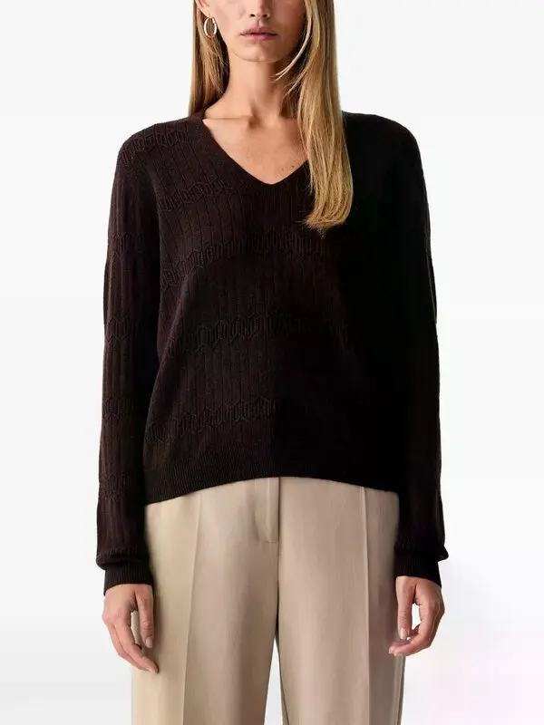 TWINSET Chevron-knit V-neck Sweater