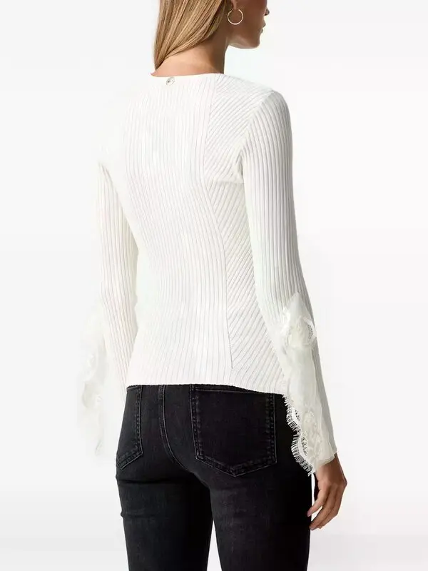 TWINSET Lace-trim Ribbed Sweater
