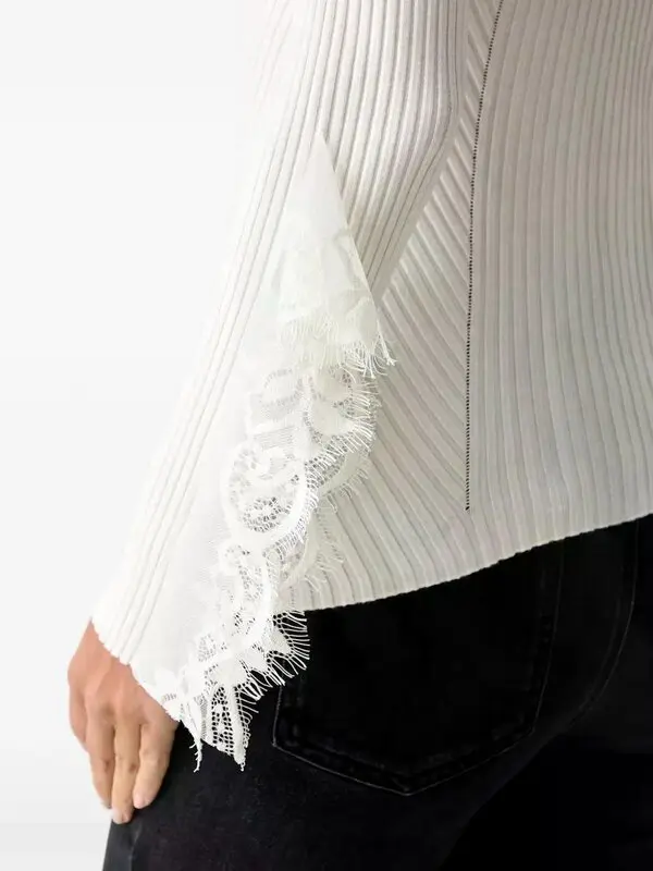 TWINSET Lace-trim Ribbed Sweater