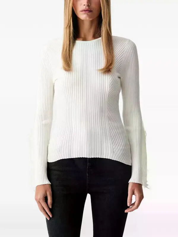 TWINSET Ribbed Sweater With Lace Trim - White