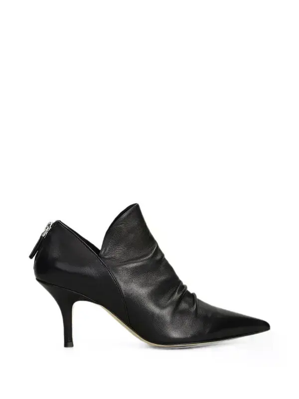 THE SELLER Pointed-toe Ruched Leather Ankle Boots