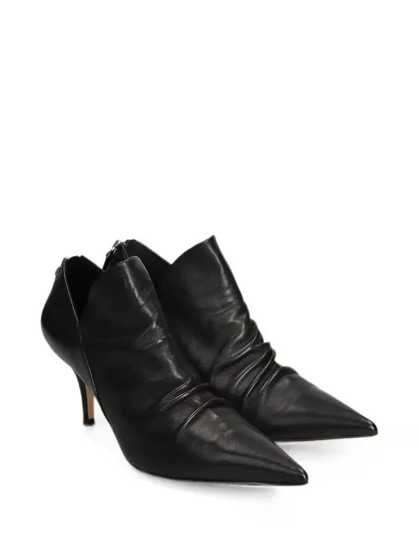 THE SELLER Pointed-toe Ruched Leather Ankle Boots