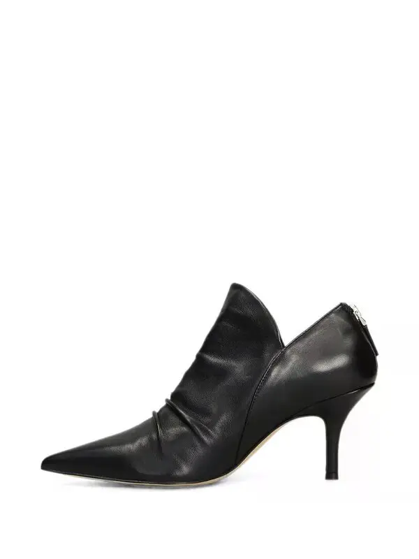 THE SELLER Pointed-toe Ruched Leather Ankle Boots