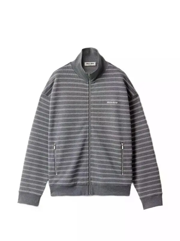 Miu Miu Striped Cotton Fleece Jacket