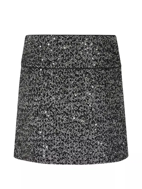 ERMANNO FIRENZE Sequin-embellished Herringbone Mini Skirt