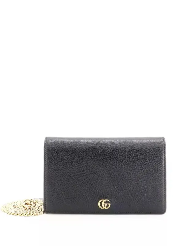 Gucci Petite Gg Marmont Chain Wallet Leather Mini Crossbody Bag - Black