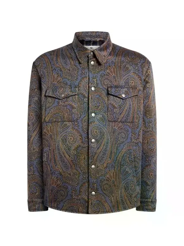 Etro Cotton-blend Jacquard Overshirt With Paisley Motif - Blue