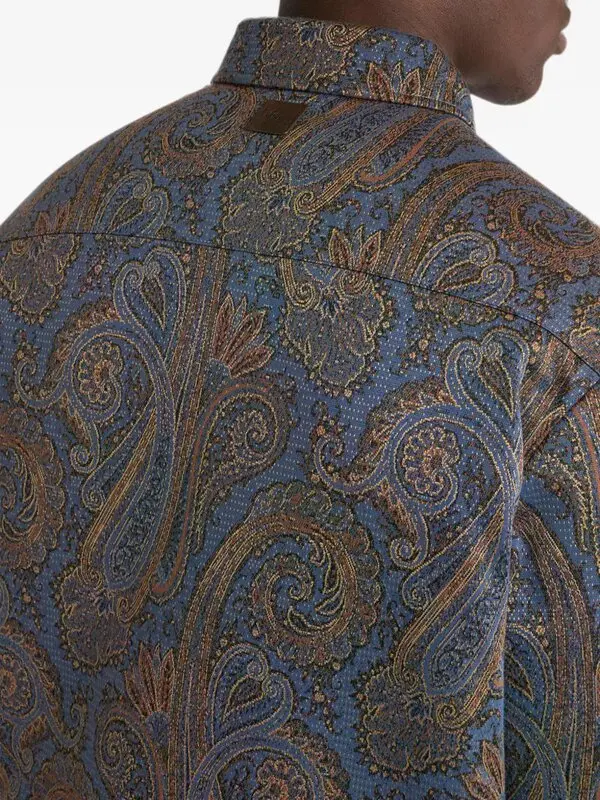 Etro Cotton-blend Jacquard Overshirt With Paisley Motif