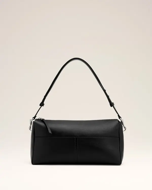 AMI Paris Cow Leather Zipped Bag - Black