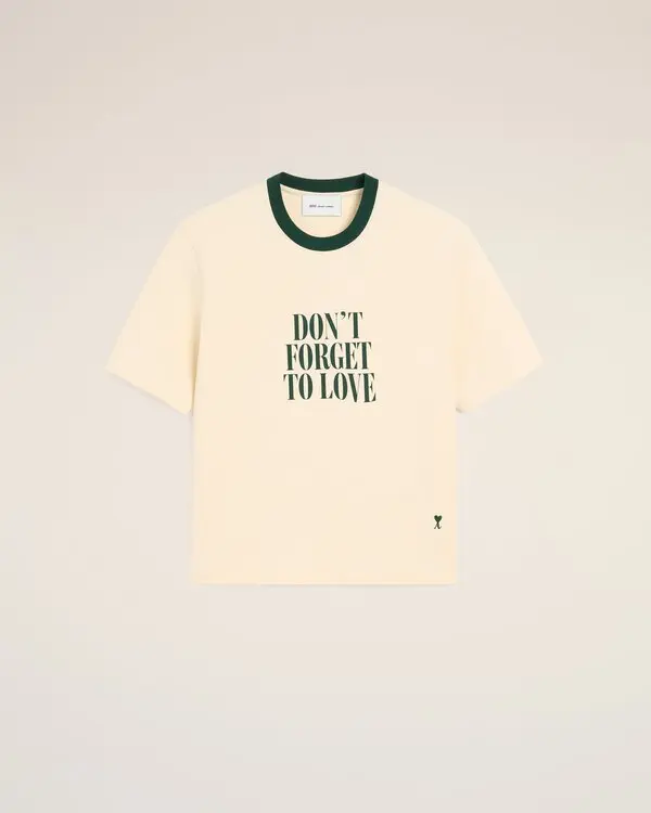 AMI Paris Ecru Printed Cotton 'don't Forget To Love' T-shirt White - Ivory