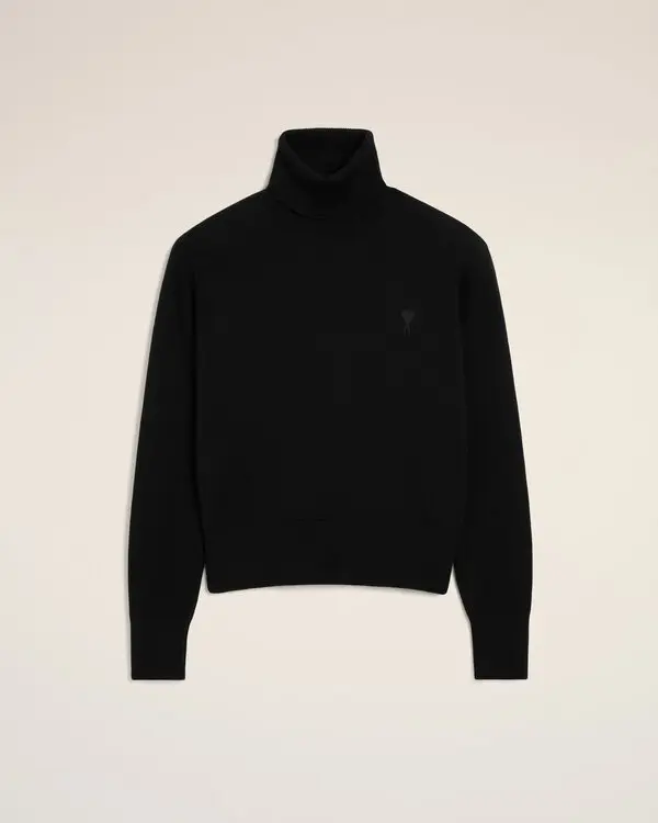 AMI Paris Black Wool De Coeur Turtle Neck Sweater Black