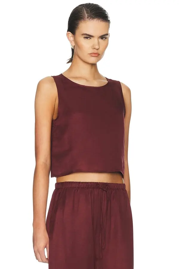 LESET Daniel Crop Sleeveless Crew Neck Top