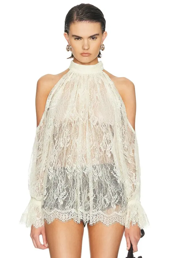 Hemant & Nandita Cold Shoulder Lace Top