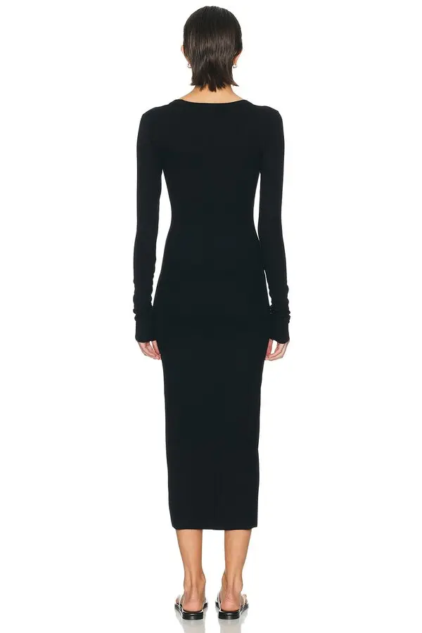Eterne V Neck Butter Rib Midi Dress