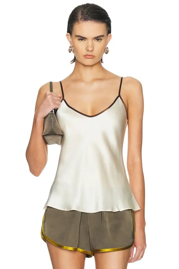 Comme Si Silk Bias Cami Top In Ivory