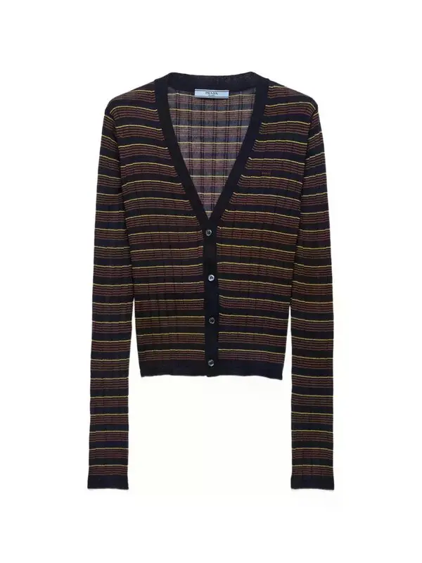 Prada Striped Cashmere And Silk Cardigan - Blue