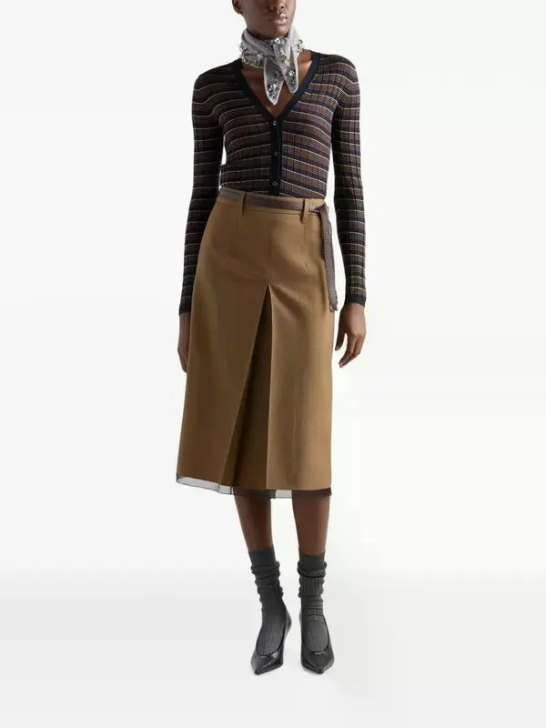 Prada Striped Cashmere And Silk Cardigan