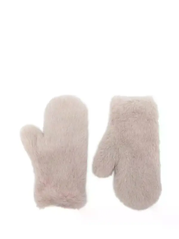 Max Mara Ombrato Teddy Mittens - Neutrals