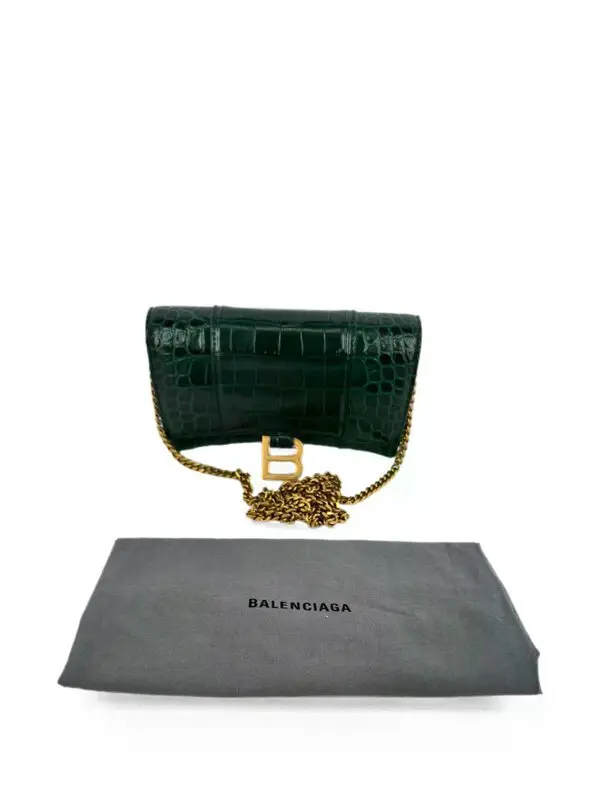 Balenciaga Hourglass Crocodile-embossed Clutch Bag