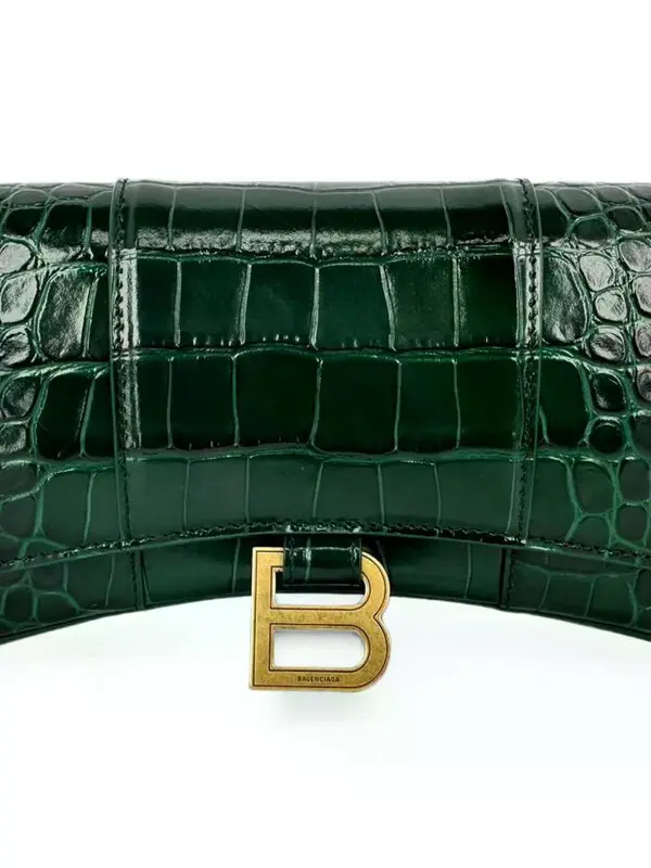 Balenciaga Hourglass Crocodile-embossed Clutch Bag