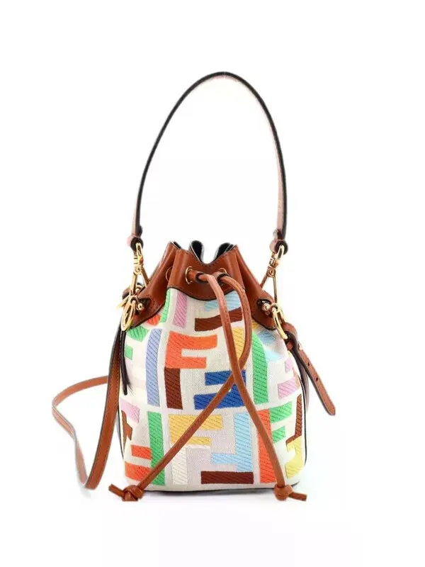 Fendi Mon Tresor Zucca Embroidered Canvas Mini Bucket Bag