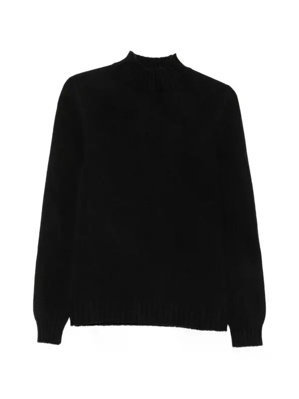Fedeli Ribbed-knit High-neck Pullover - Black