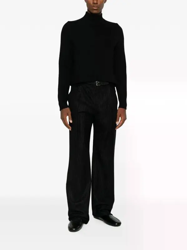 Fedeli Ribbed-knit High-neck Pullover - Black