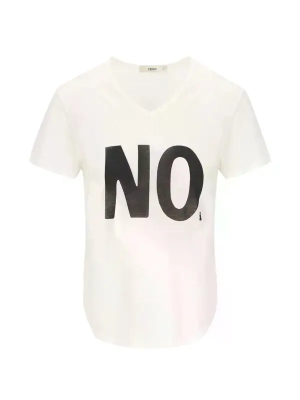 Fendi Ivory Jersey T-shirt With Noi Print