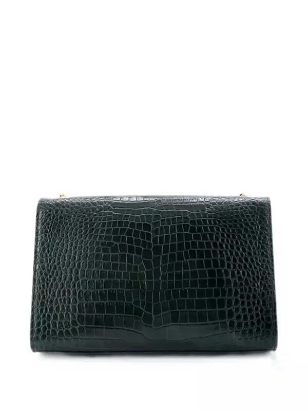 Saint Laurent Classic Monogram Tassel Crocodile Embossed Leather Medium Crossbody Bag