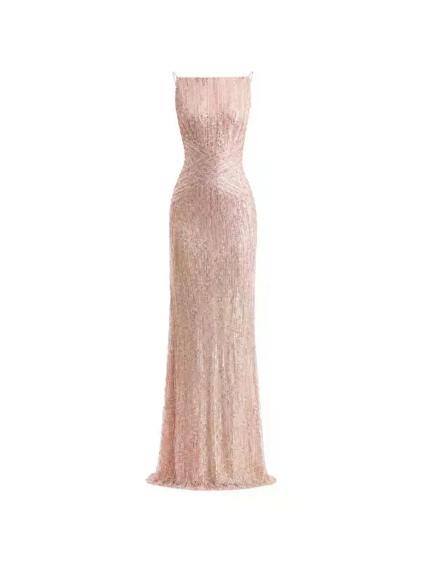 GEMY MAALOUF Criss-cross Beaded Gown