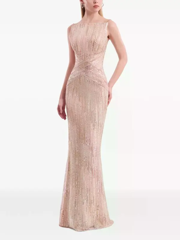 GEMY MAALOUF Criss-cross Beaded Gown
